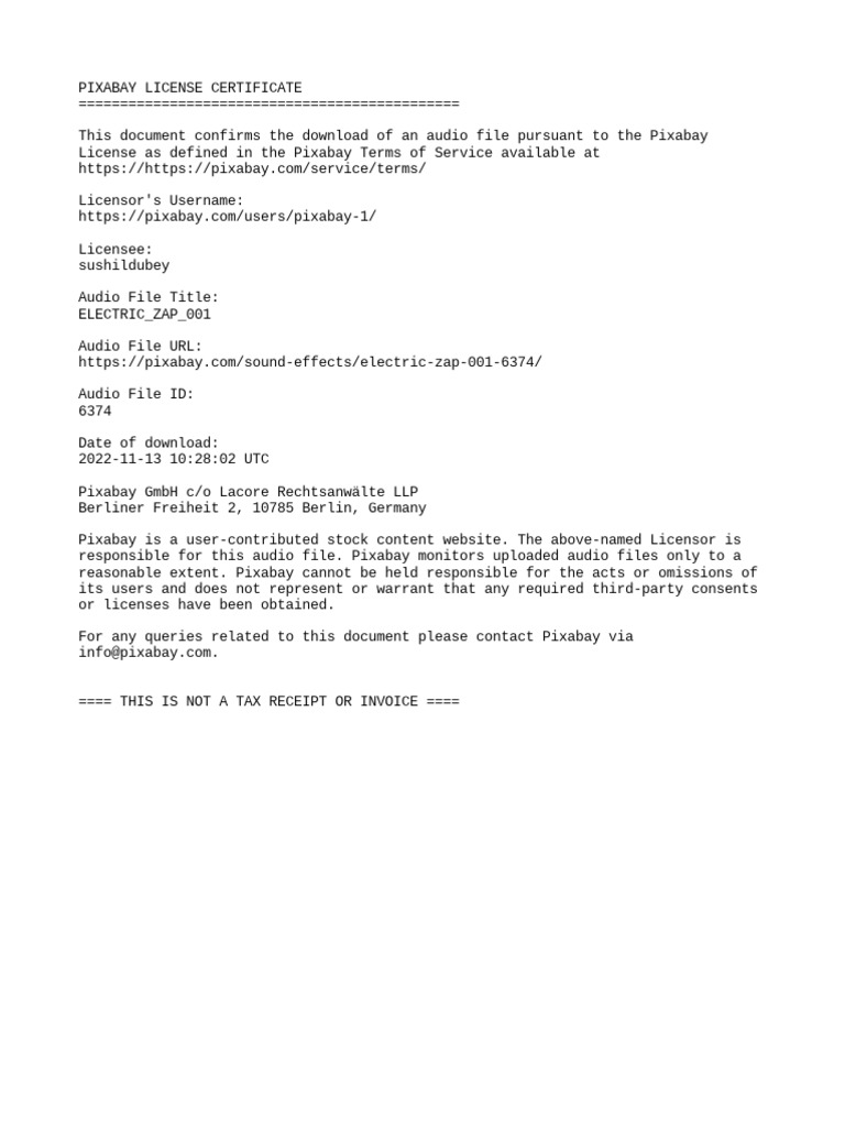 Electric Zap 001 6374 License | PDF