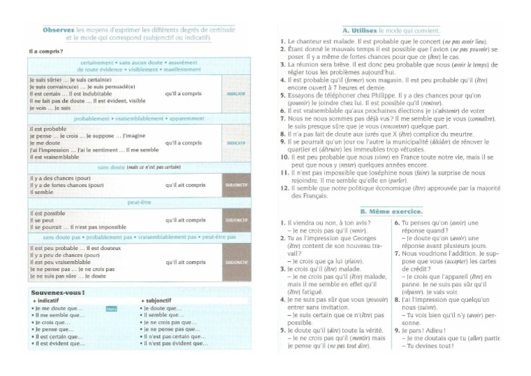Indicatif Ou Subjonctif | PDF