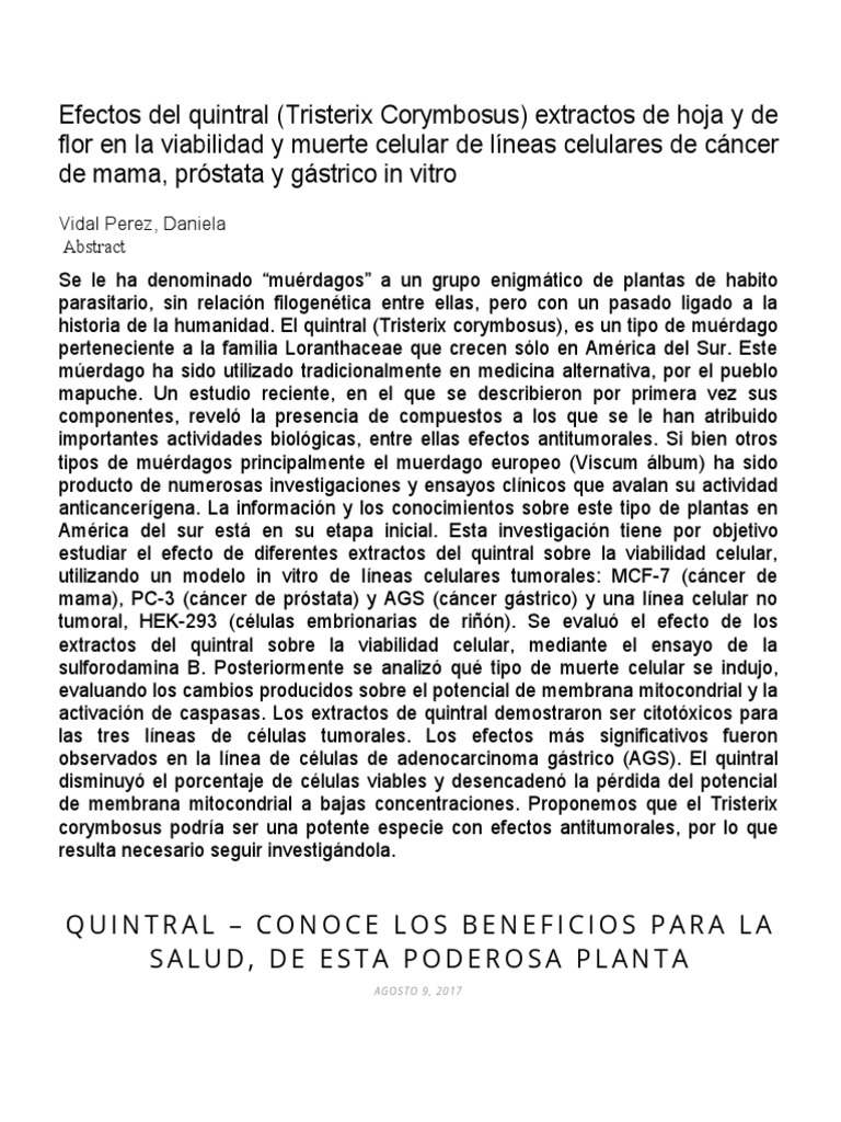 EFECTOS DEL QUINTRAL | PDF | Cáncer | Sistema inmune