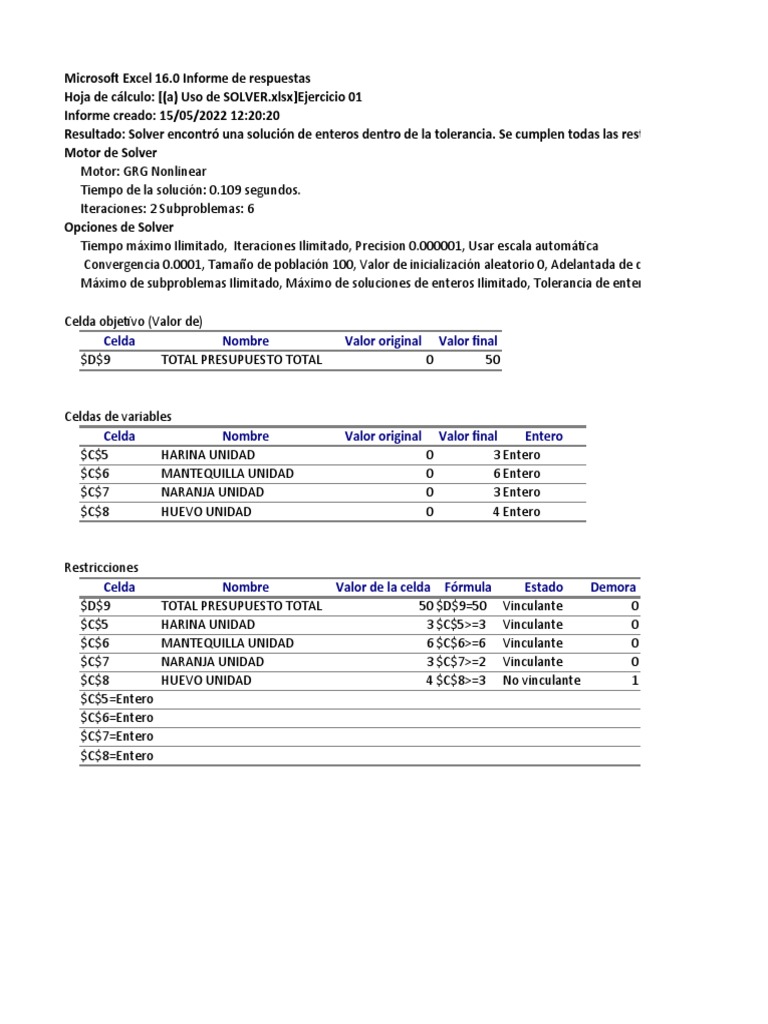 (A) Uso de SOLVER | PDF