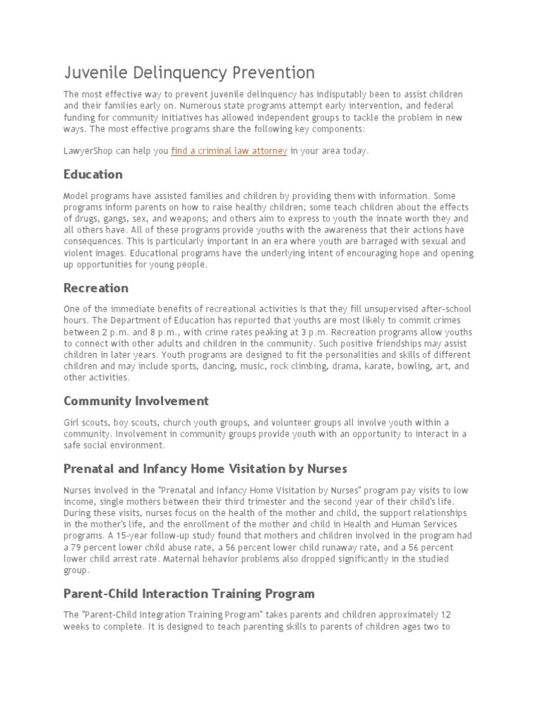 Juvenile Delinquency Prevention: Education | PDF | Juvenile Delinquency ...
