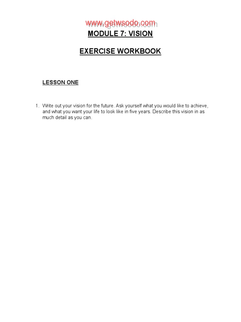 Vision - Workbook | PDF | Goal | Cognitive Science