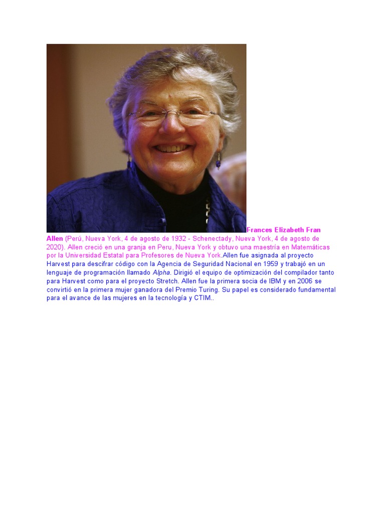 Frances Elizabeth Fran Allen | PDF