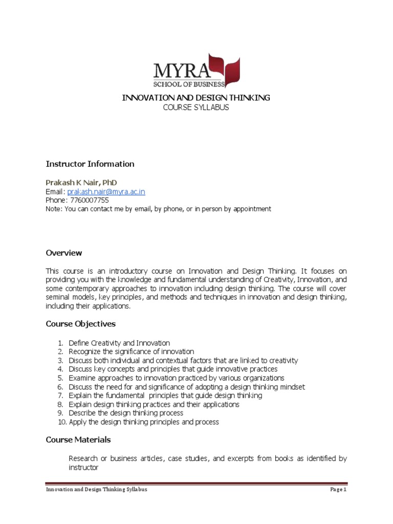 Design Thinking Course Outline | Download Free PDF | Design Thinking ...