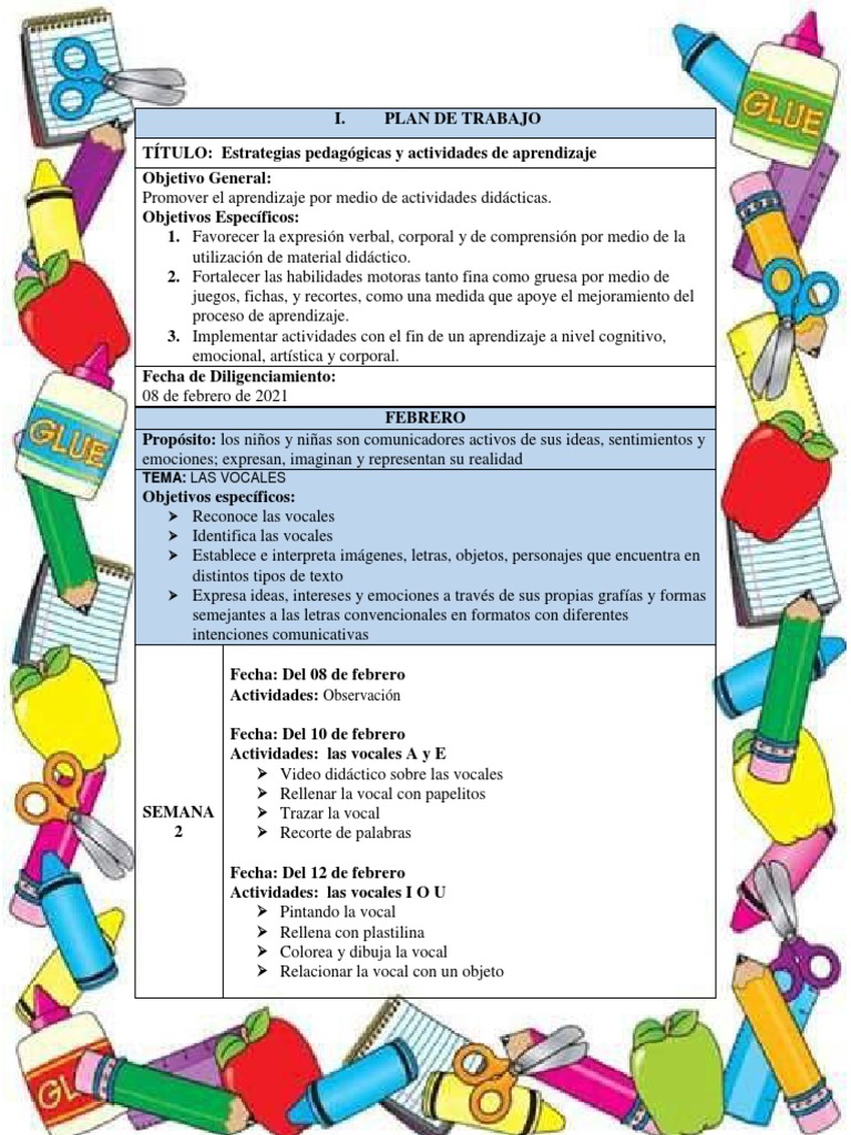 Plan de Trabajo - Abril | PDF | Aprendizaje | Las emociones