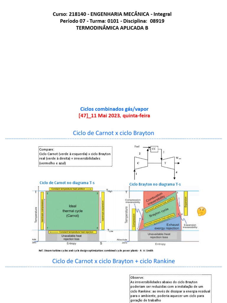 11 Mai 2023 - Ciclos Combinados | PDF | Turbina a gás | Motor a jato