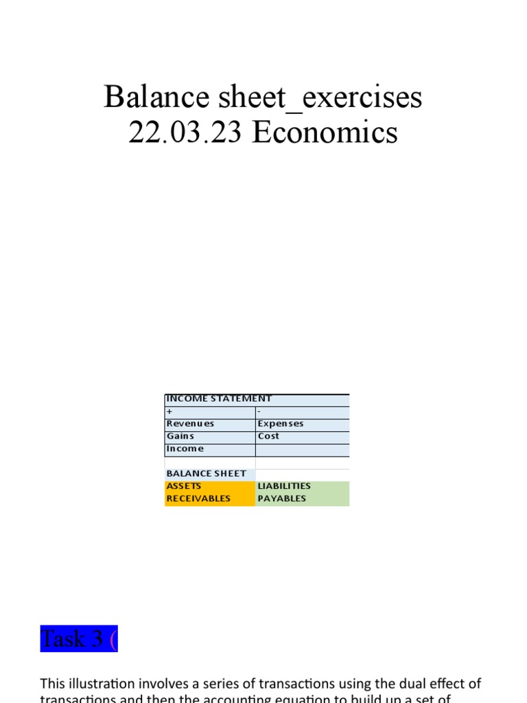 Balance Sheet - Exercises 22 | PDF | Balance Sheet | Equity (Finance)