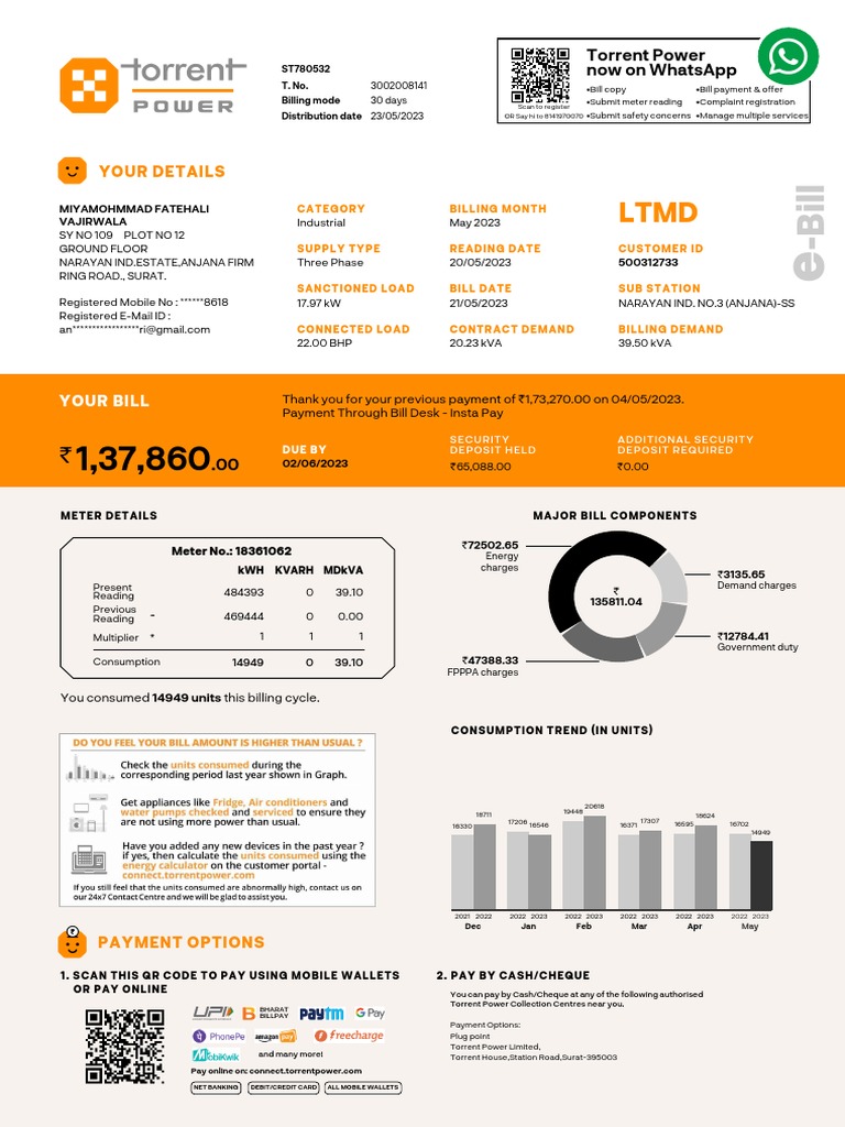 Torrent Power Now On Whatsapp: Your Details | PDF | Credit Card | Debit ...