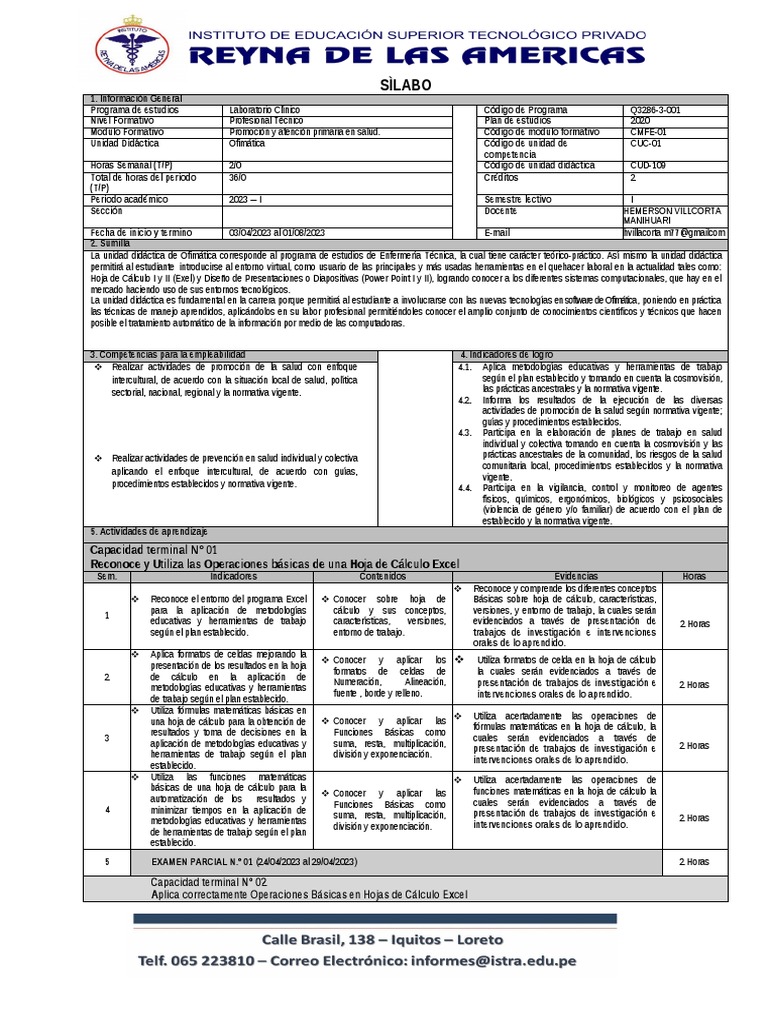 Ofimática en Laboratorio Clínico 2023 | PDF | Hoja de cálculo | Microsoft PowerPoint