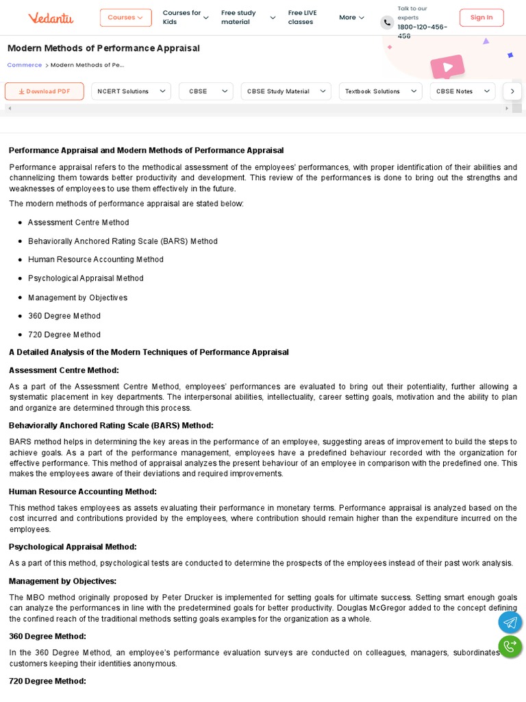Modern Methods Of Performance Appraisal Pdf Performance Appraisal