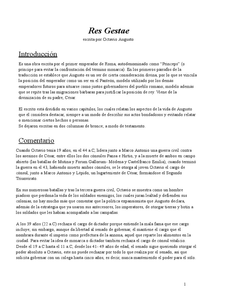 Res Gestae | PDF | Augusto | imperio Romano