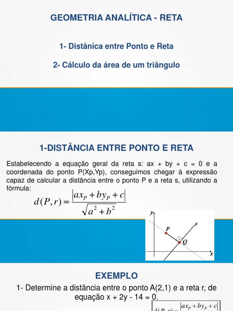 Geometria Analtica Distancia Entre Ponto e Reta | PDF | Linha (Geometria) | Triângulo