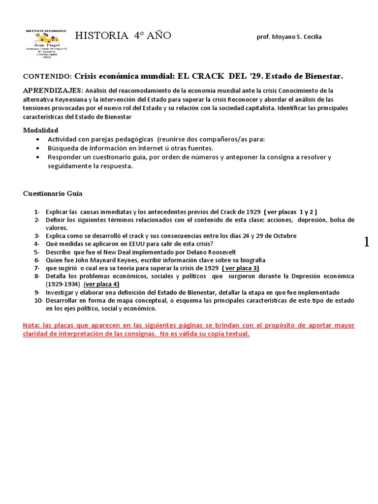 Crack Del '29 - Clase Con Actividades | PDF | Política
