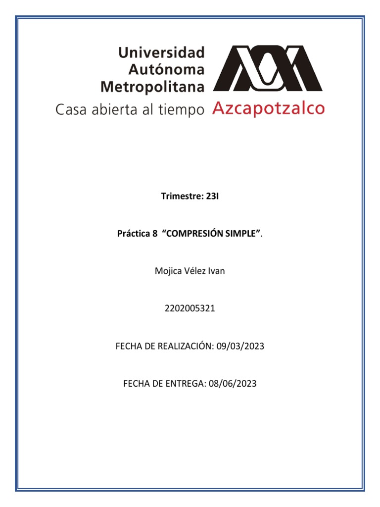 Práctica 8 Compresión Simple | PDF