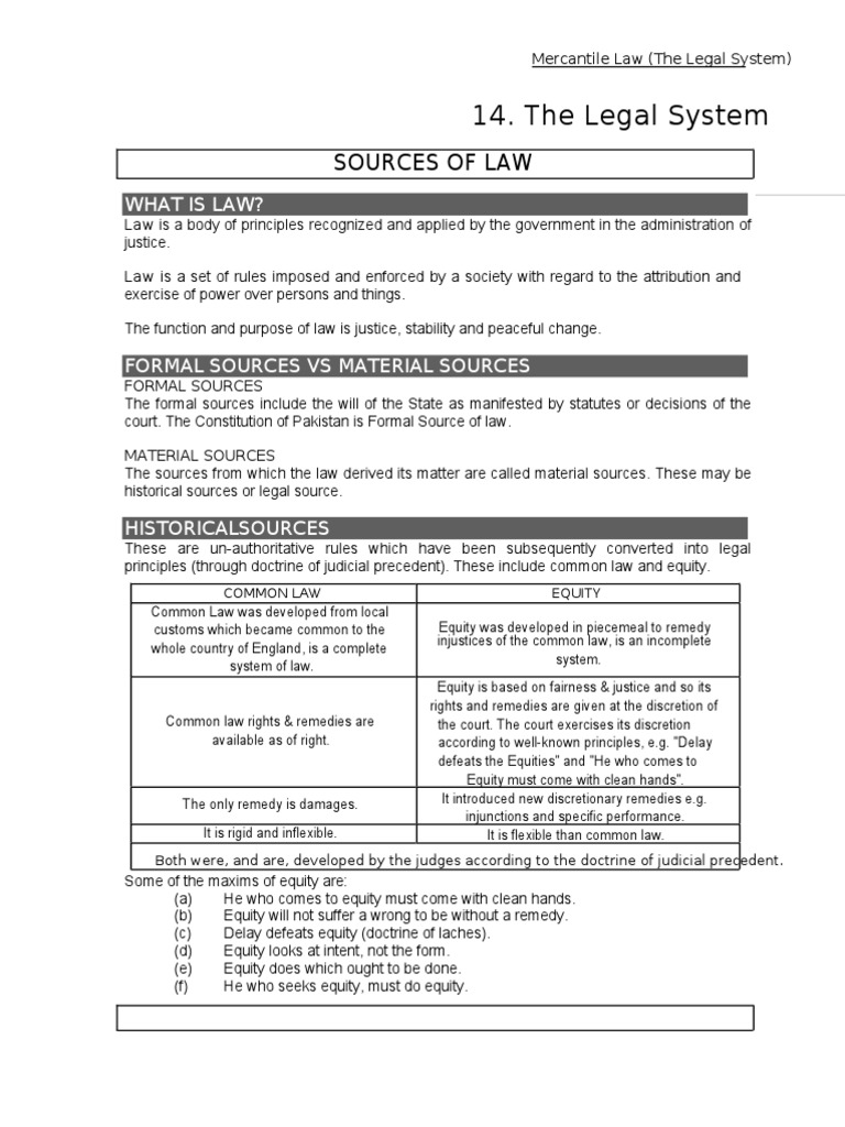 The Legal System | PDF | Precedent | Equity (Law)