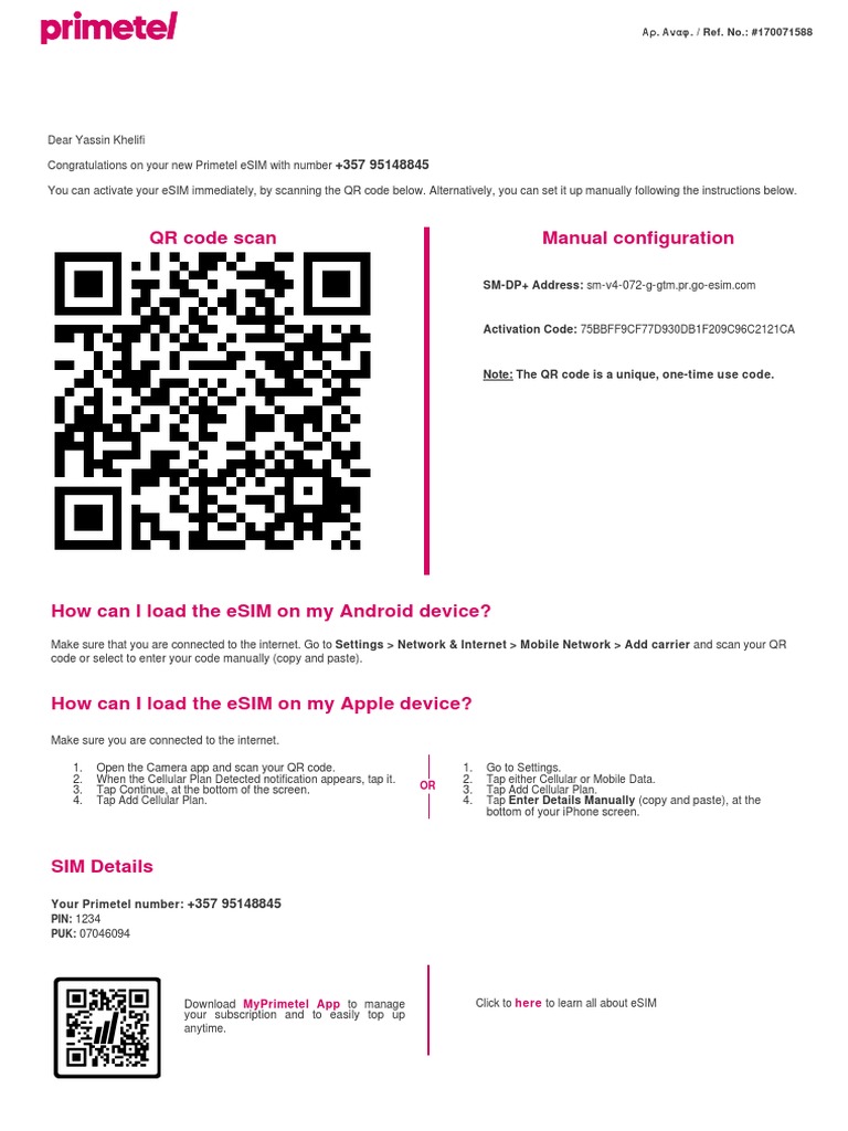 Primetel eSIM | PDF