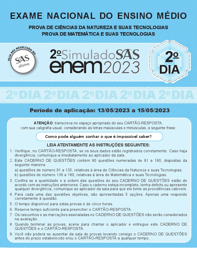 (Prova Dia 2) Segundo Sas 2023 | PDF