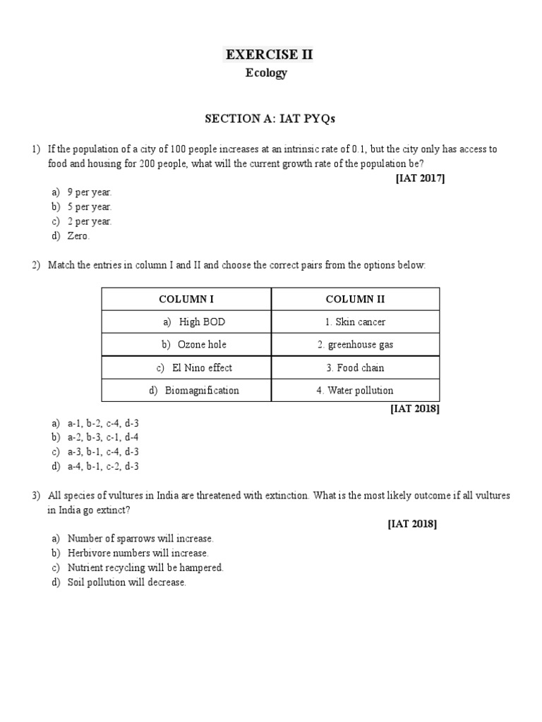 Ecology PYQs + Ans KeyB - 19189616 - 2023 - 06 - 05 - 12 - 35 | PDF | Ecosystem | Forests