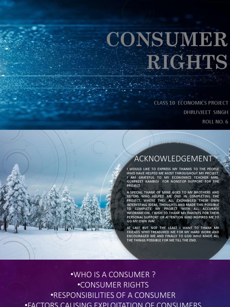 Consumer Rights: Class 10 Economics Project Dhruvjeet Singh Roll No. 6 ...