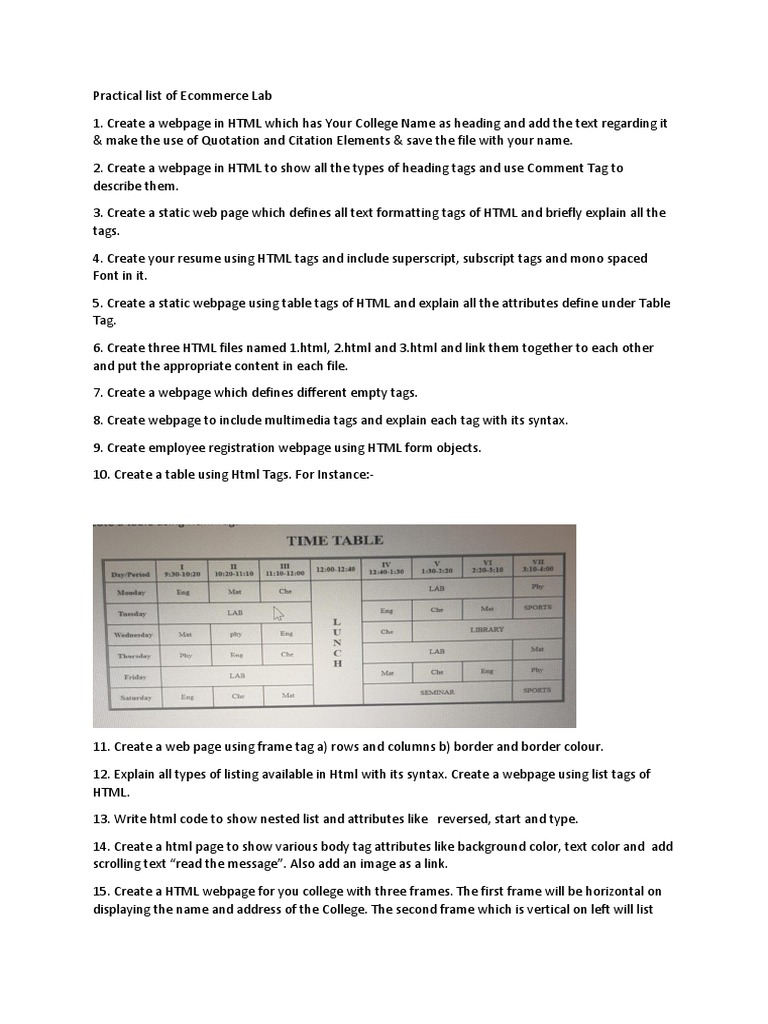 Practical List of Ecommerce Lab Final | PDF