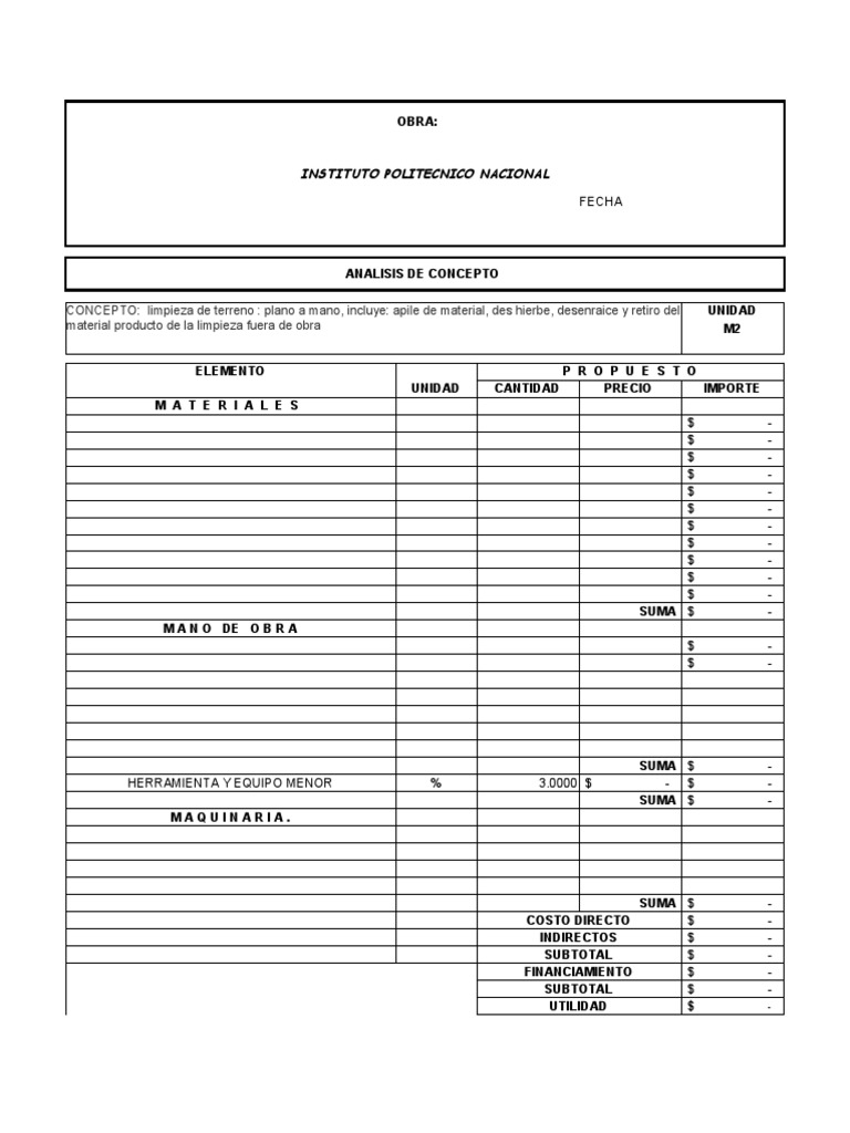 Formato de P.U. | PDF