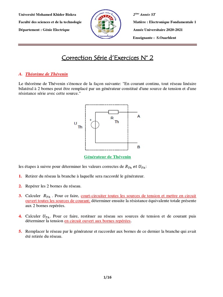 Correction Série D'exercices #2 | PDF | Tension électrique | Électrotechnique