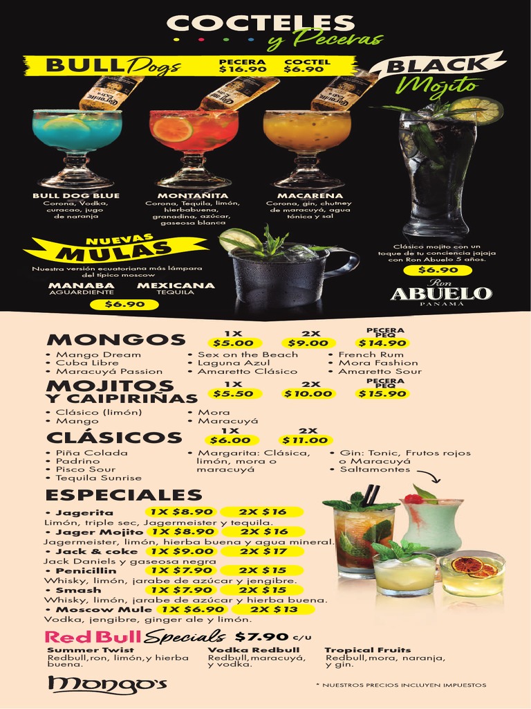 Mongos Menu 2023 GENERAL | PDF | Ingredientes de comida | Bebidas ...