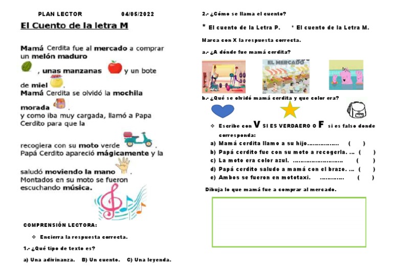 PLAN LECTOR Cuento de La Letra M 04 | PDF