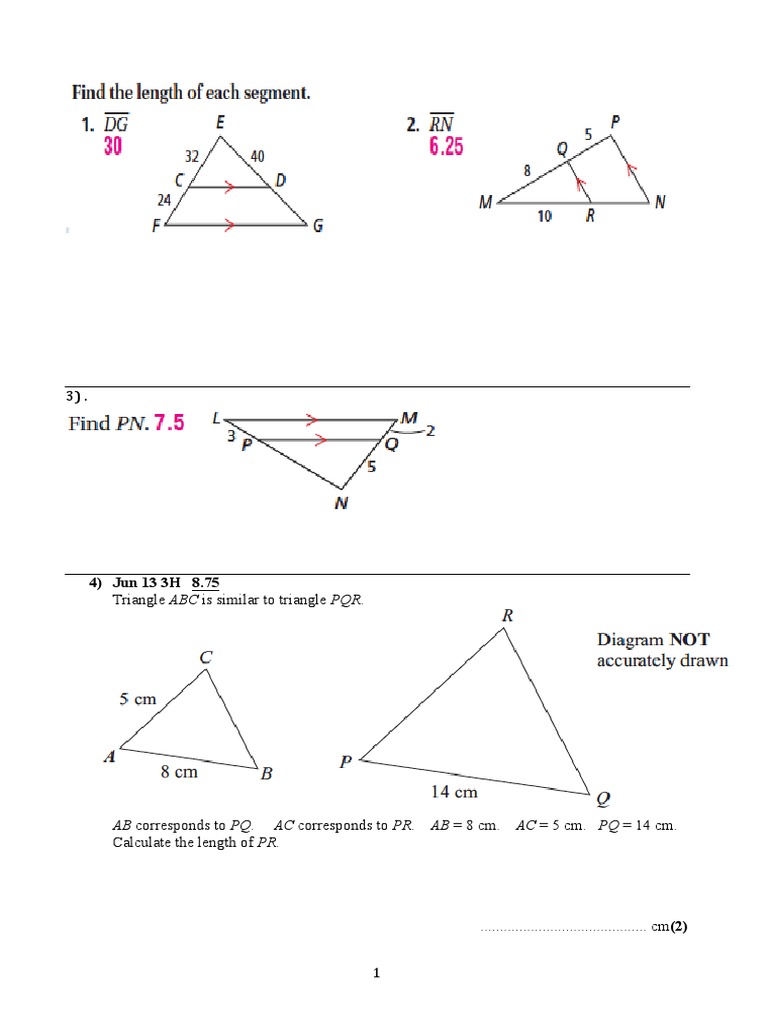 Similarity Extra Practice | PDF | Triangle | Elementary Geometry