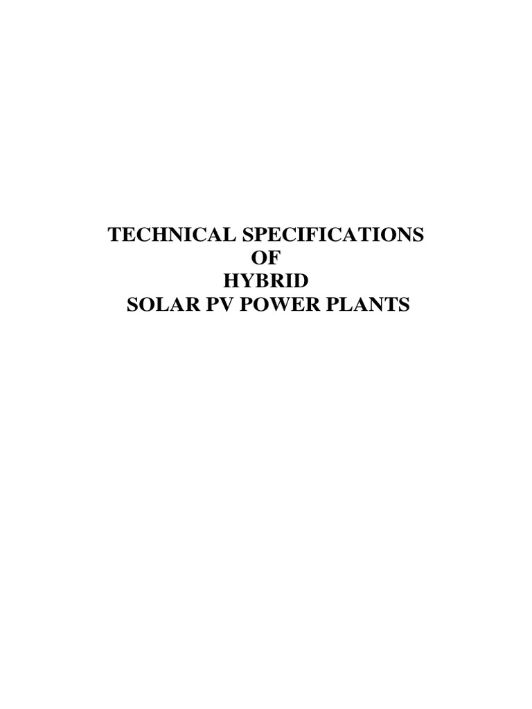 Technical Specifications of Hybrid Solar Power Plant | PDF ...
