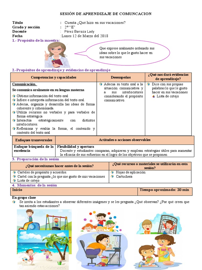 Sesión de Aprendizaje de Comunicacion | Descargar gratis PDF ... Sesión de Aprendizaje de Comunicacion | Descargar gratis PDF ...