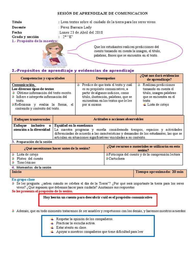 Sesión de Aprendizaje de Comunicacion | PDF | Aprendizaje ... Sesión de Aprendizaje de Comunicacion | PDF | Aprendizaje ...