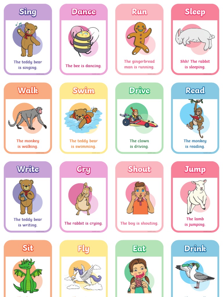 ESL Basic Verb Cards | PDF