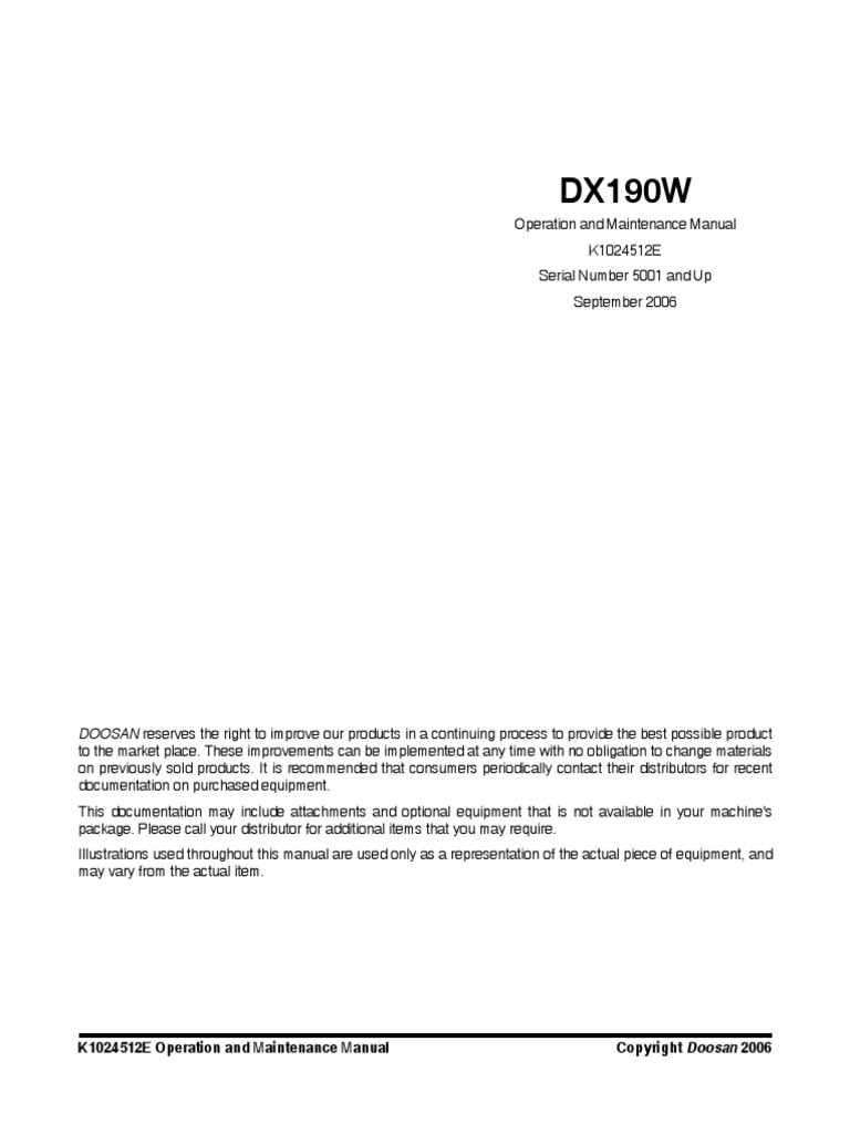 Doosan DX 190W | PDF | Safety | Asbestos