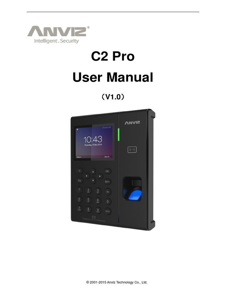 Anviz C2 Pro User Manual Guide | PDF
