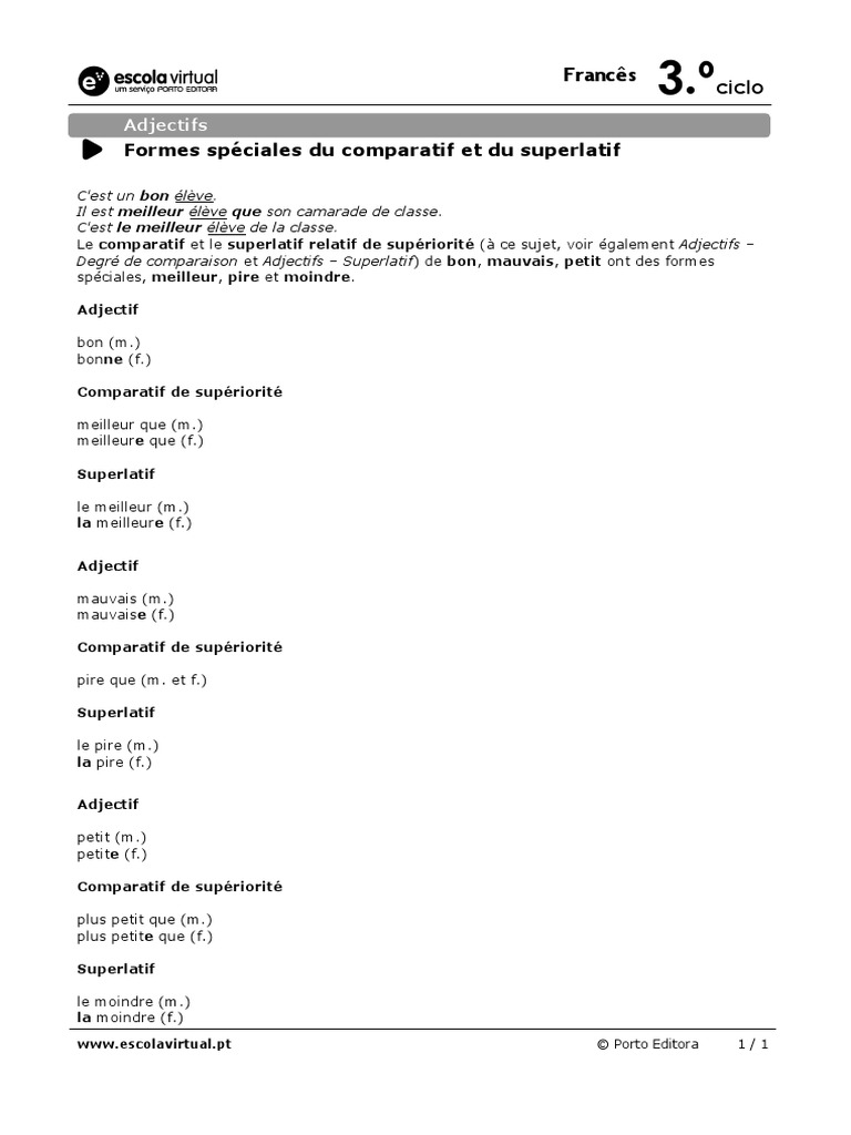 Comparatif et superlatif en français | PDF | Arts du langage et discipline