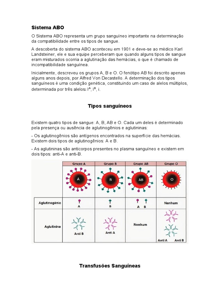 Sistema ABO | Download grátis PDF | Hemácia | Tipo sanguíneo