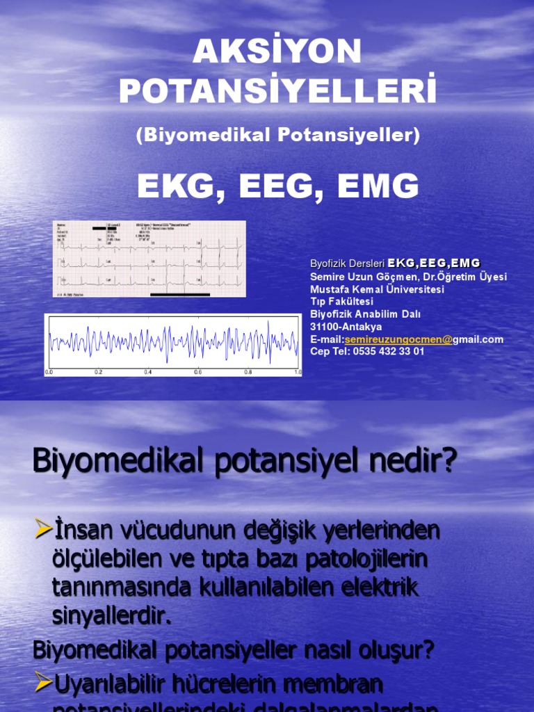 Ders Biyofizik-Biyomedikal Potansiyeller Ekg Eeg Emg | PDF