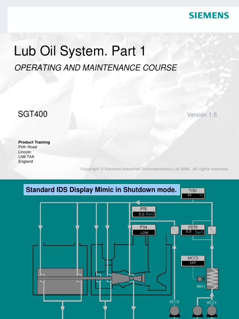 11 SGT 400 Lub Oil System Part 1 v1.6 | PDF | Turbomachinery | Pump