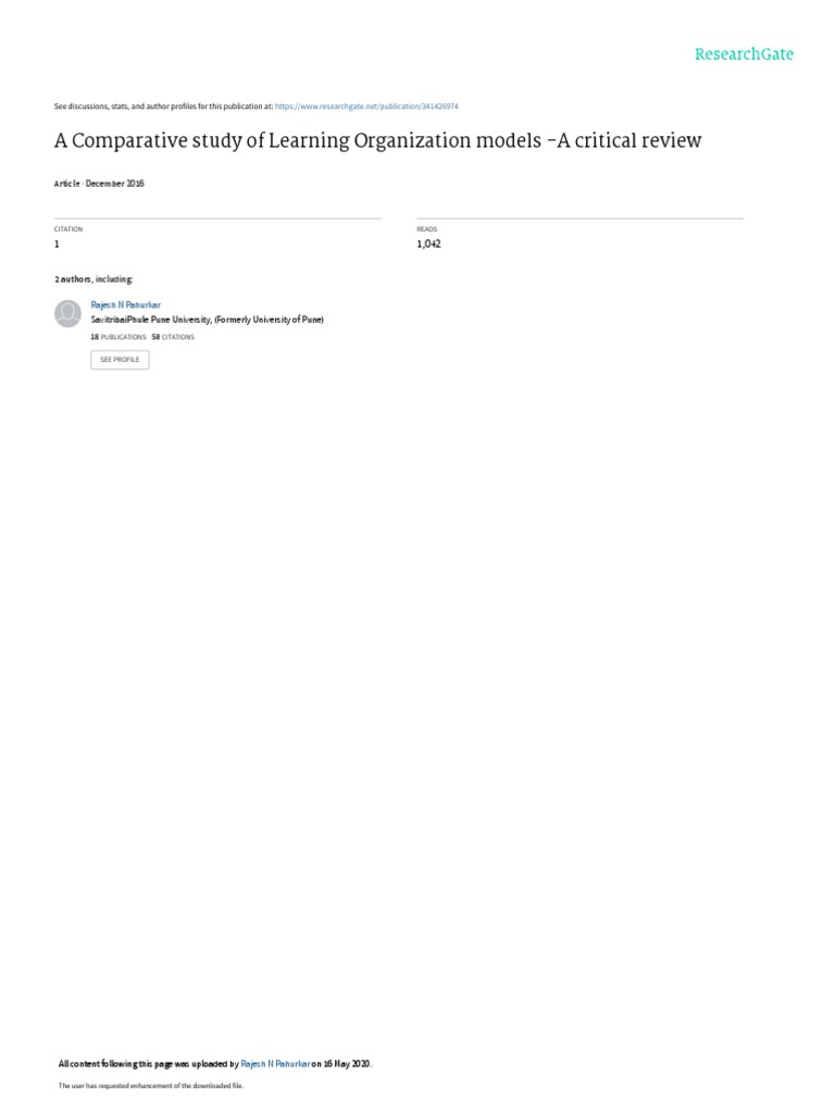 A Compative Study of Learning Organization Models PDF | PDF ...