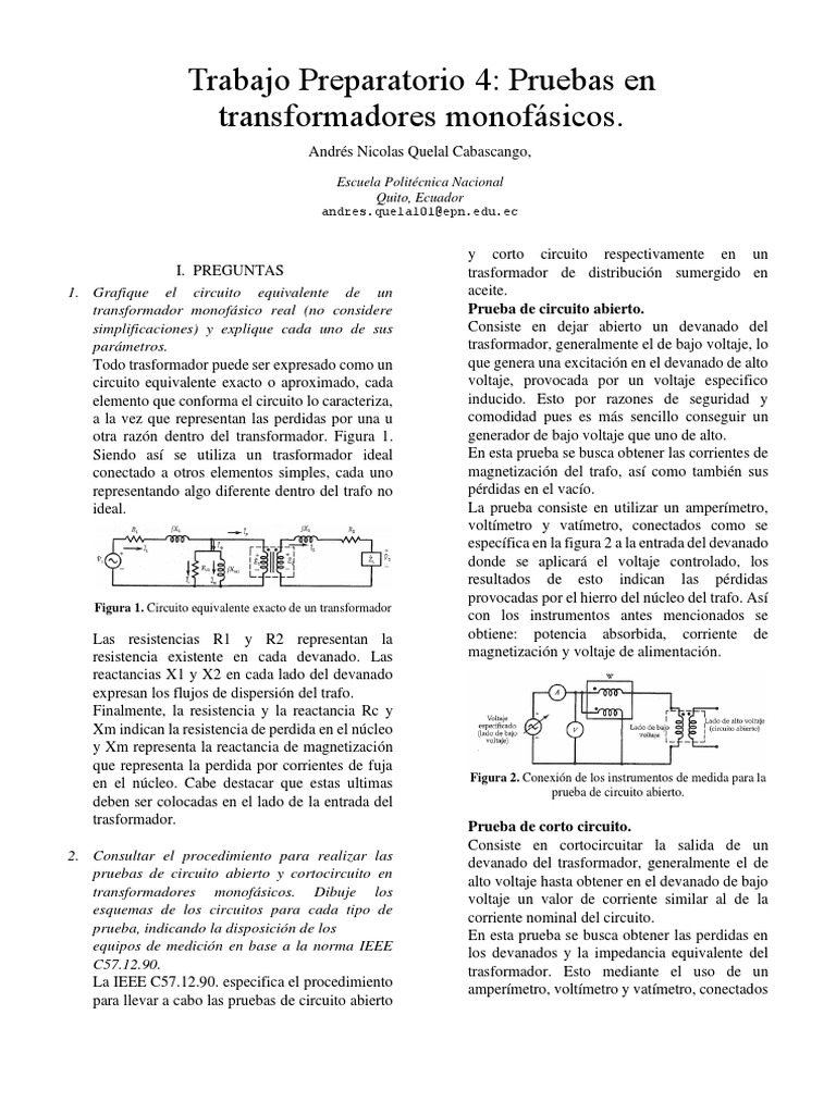 LCEE Quelal Preparatorio4 | PDF | Transformador | Inductor