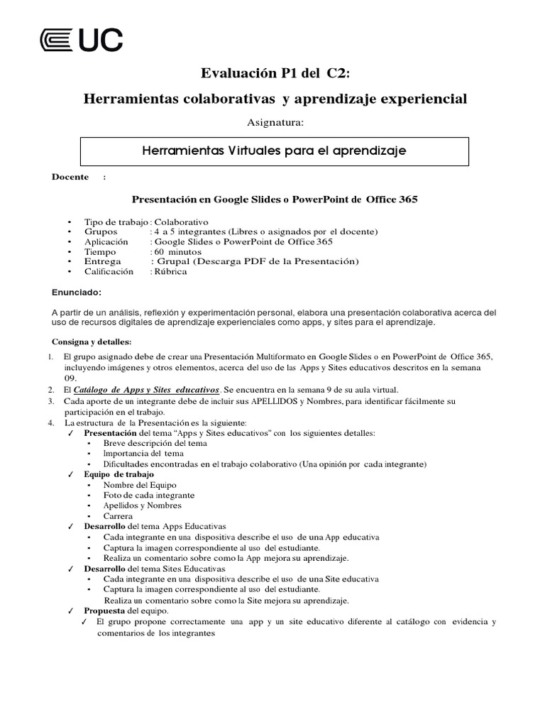 Consigna de La Evaluación P1 Del C2 | PDF | Microsoft Office | Software