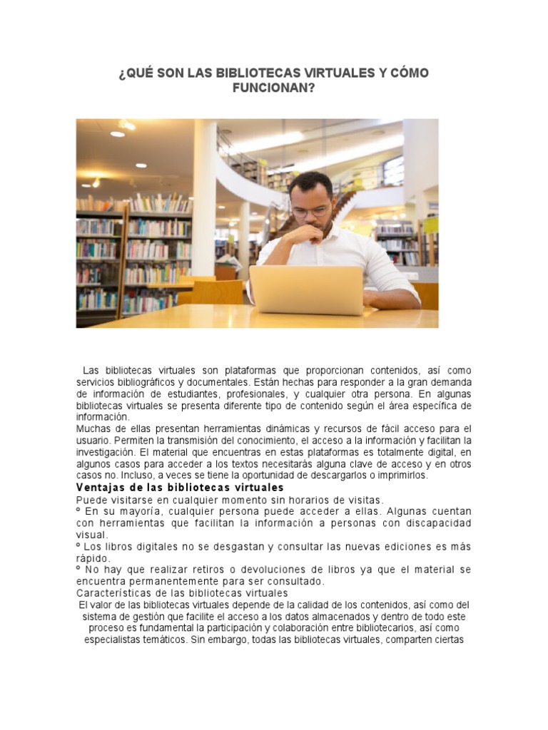 Qué Son Las Bibliotecas Virtuales y Cómo Funcionan | PDF | Libreria digital | Bibliotecas