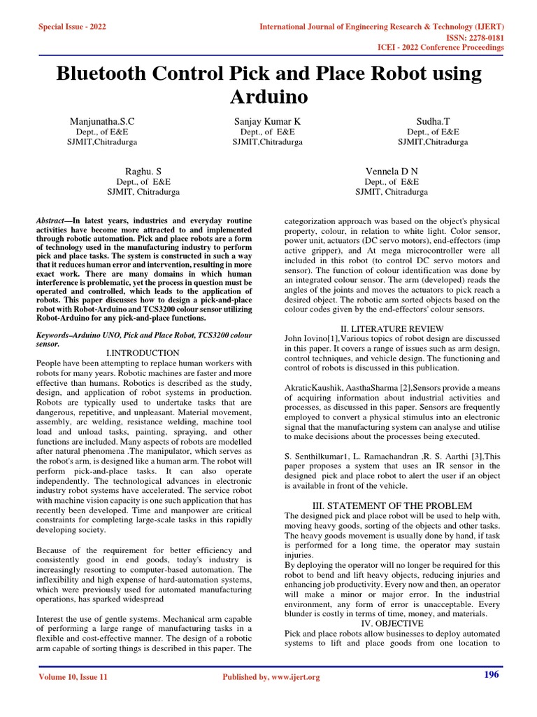 Arduino Bluetooth Pick and Place Robot | PDF | Robot | Robotics