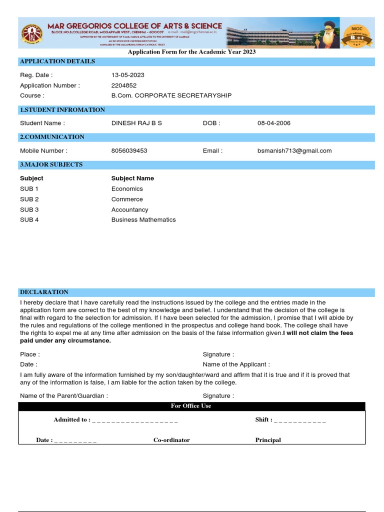 MGC Application Form | PDF