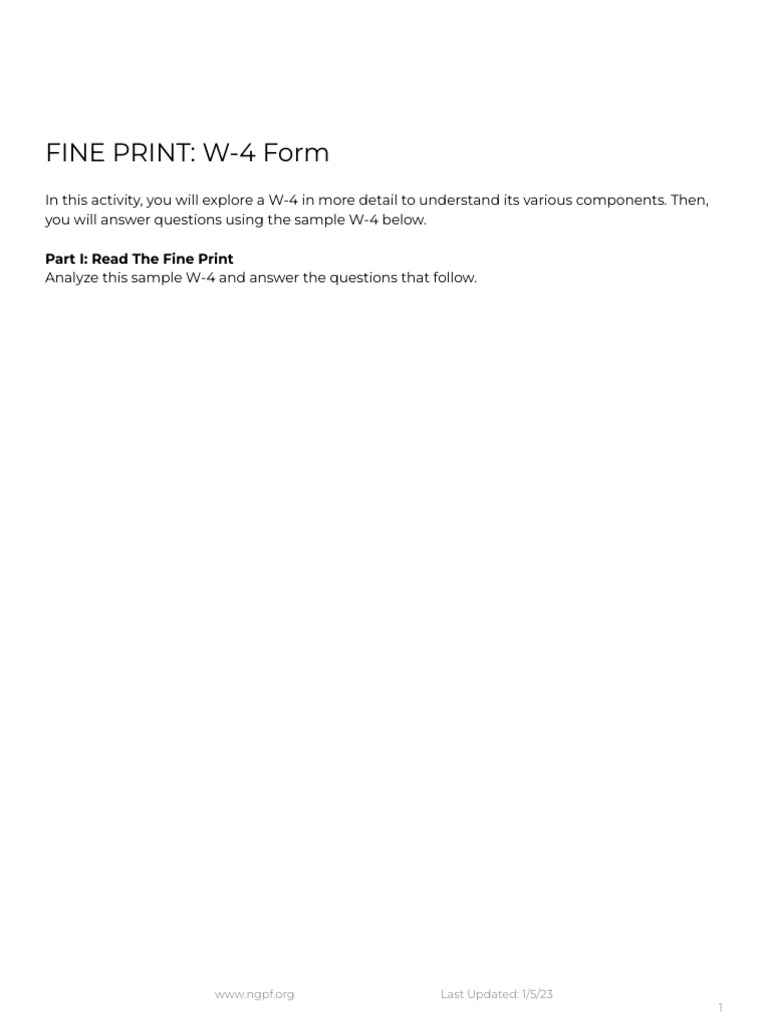 2023 FINE PRINT - W-4 Form | PDF