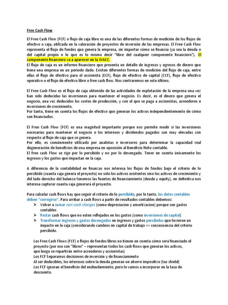Resumen FINAL COMPLETO Finanzas Corporativas. | PDF | Flujo de caja descontado | Compartir ...