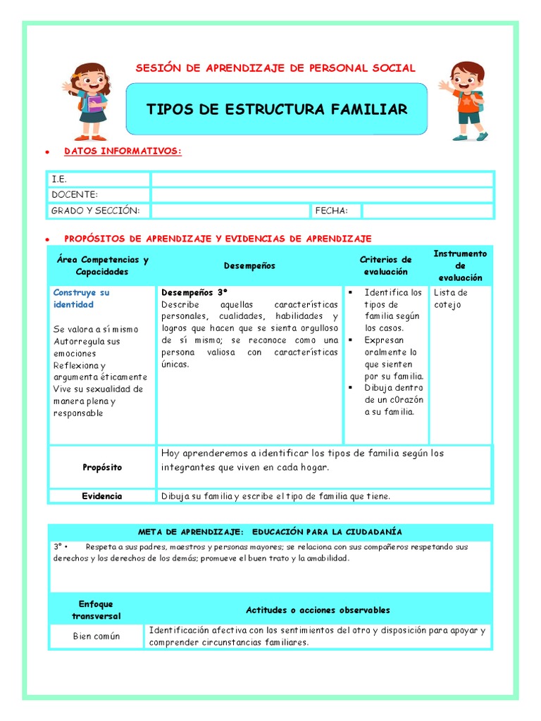 Ses Ps Lun 24 Tipos de Familia | PDF | Evaluación | Aprendizaje