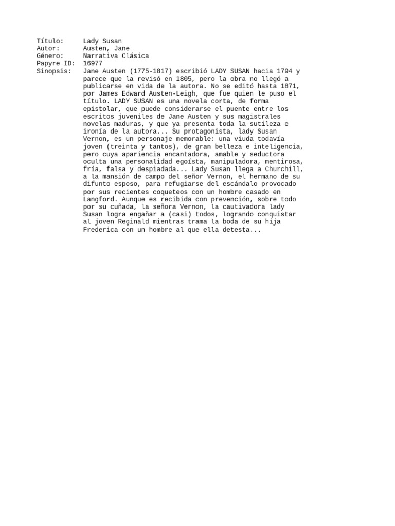 Lady Susan | PDF