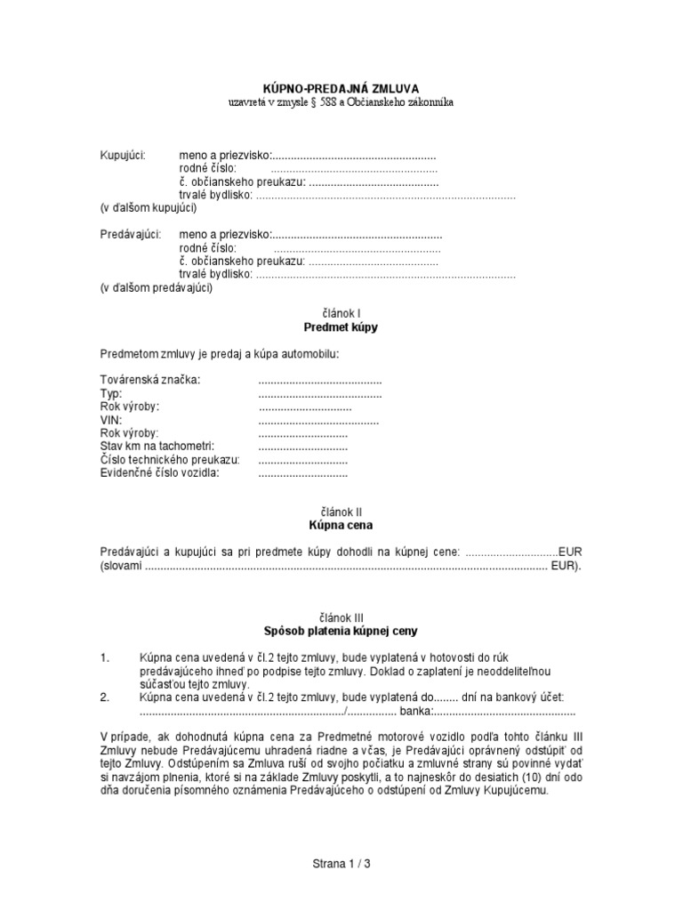 Kupno Predajna Zmluva